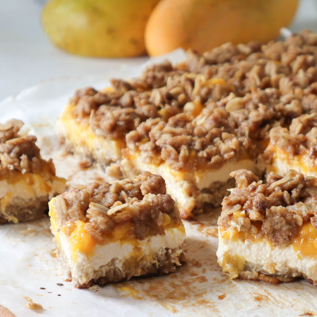 Baked mango breakfast cheesecake bars - Luvele AU